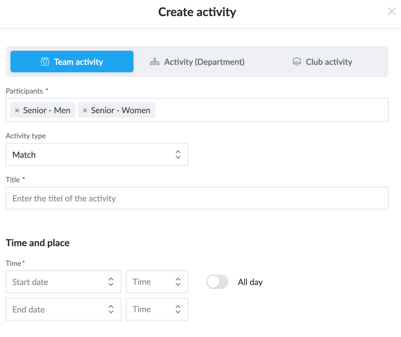 SportMember.com - How do I create an activity for multiple teams?